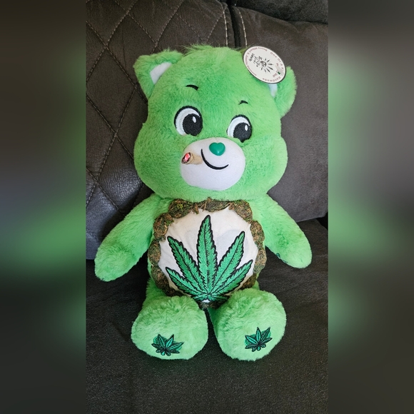 Toys | Handmade Green Plush Bear With Leaf Design | Poshmark
